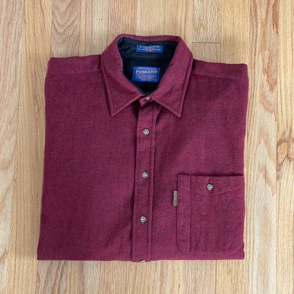 Pendleton | Shirts | Pendleton L Mens Solid Maroon Elbow Patch Trail ...